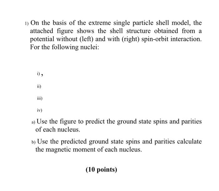 Solved 1) On the basis of the extreme single particle shell | Chegg.com