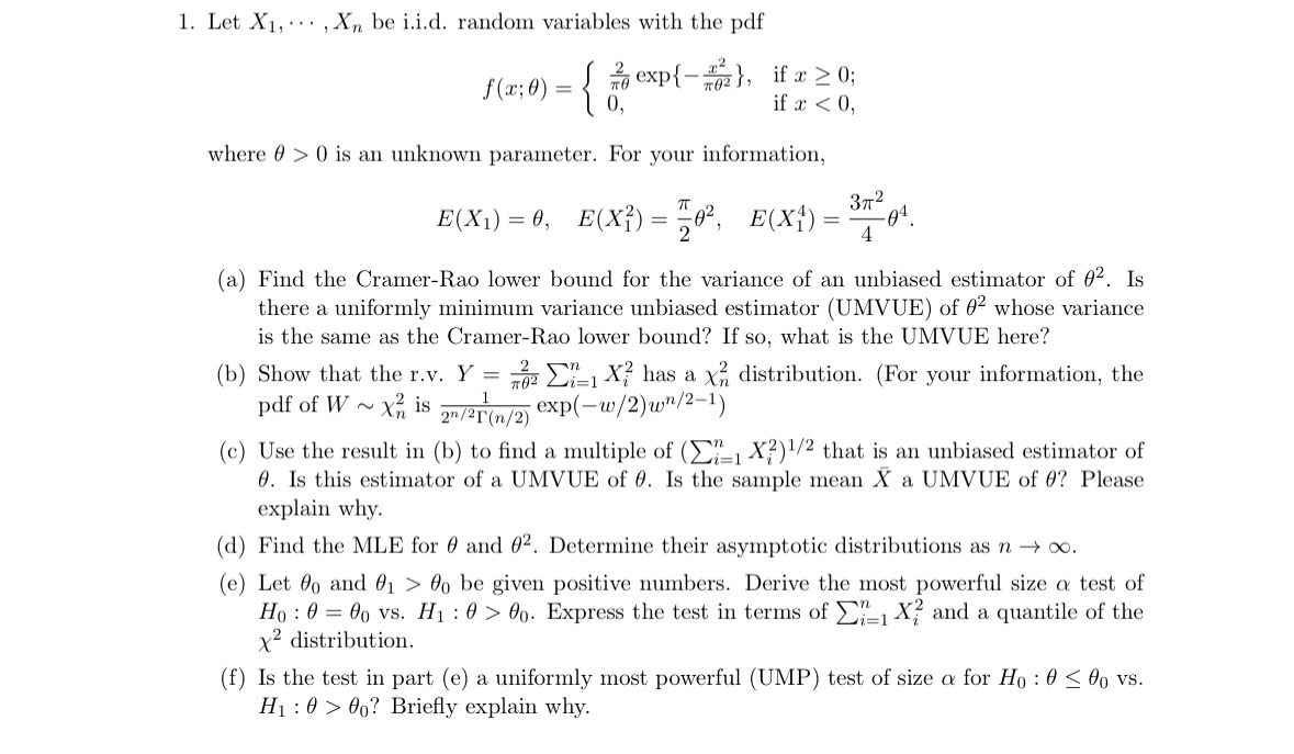Solved Let x1,cdots,xn ﻿be i.i.d. ﻿random variables with the | Chegg.com