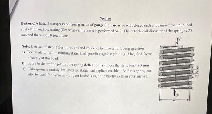 Solved Springs Qestion-2 A helical compression spring made | Chegg.com