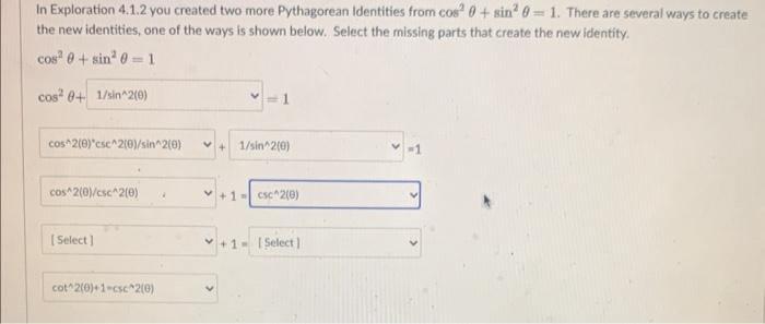 Solved In Exploration 4.1.2 you created two more Pythagorean | Chegg.com