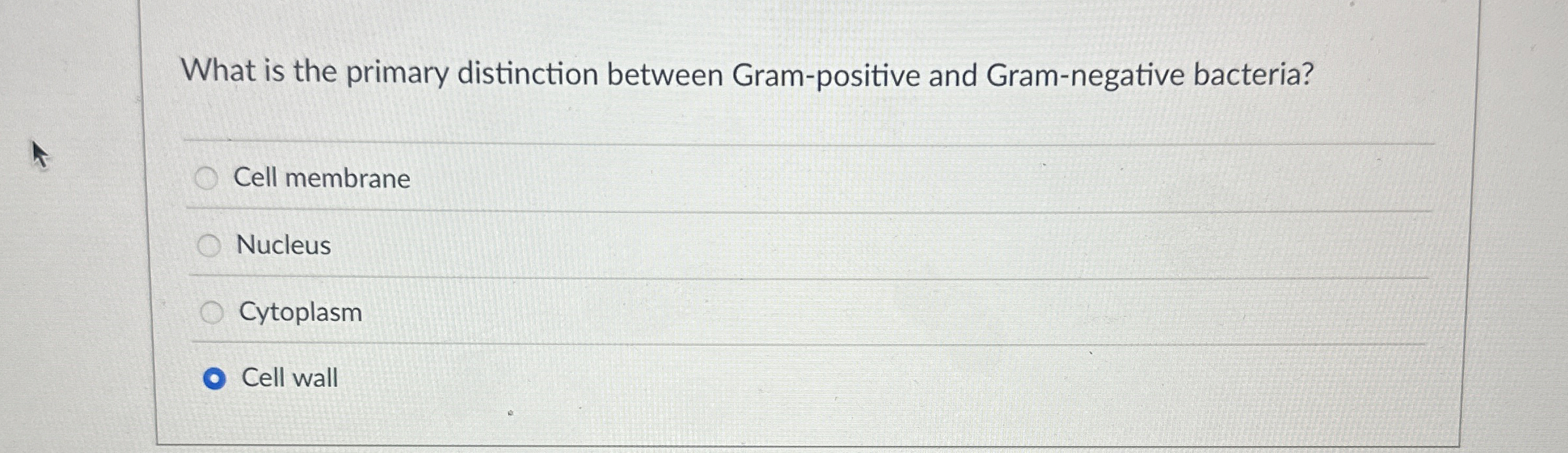 Solved What is the primary distinction between Gram-positive | Chegg.com