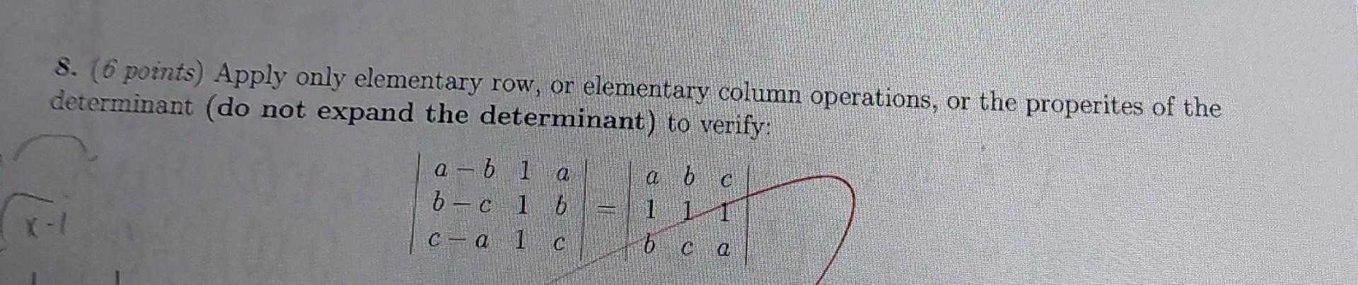 Solved 8. (6 points) Apply only elementary row, or | Chegg.com