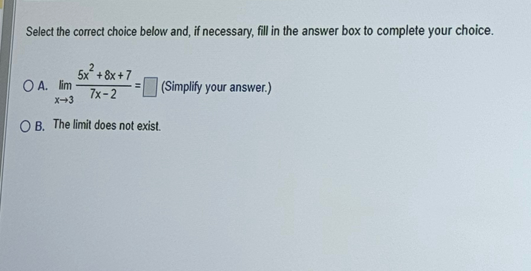 Solved Select the correct choice below and, if necessary, | Chegg.com