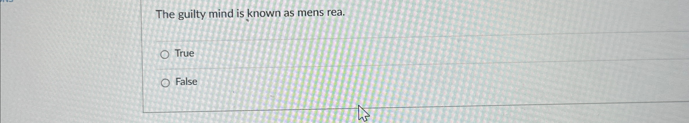 Solved The guilty mind is known as mens rea.TrueFalse | Chegg.com