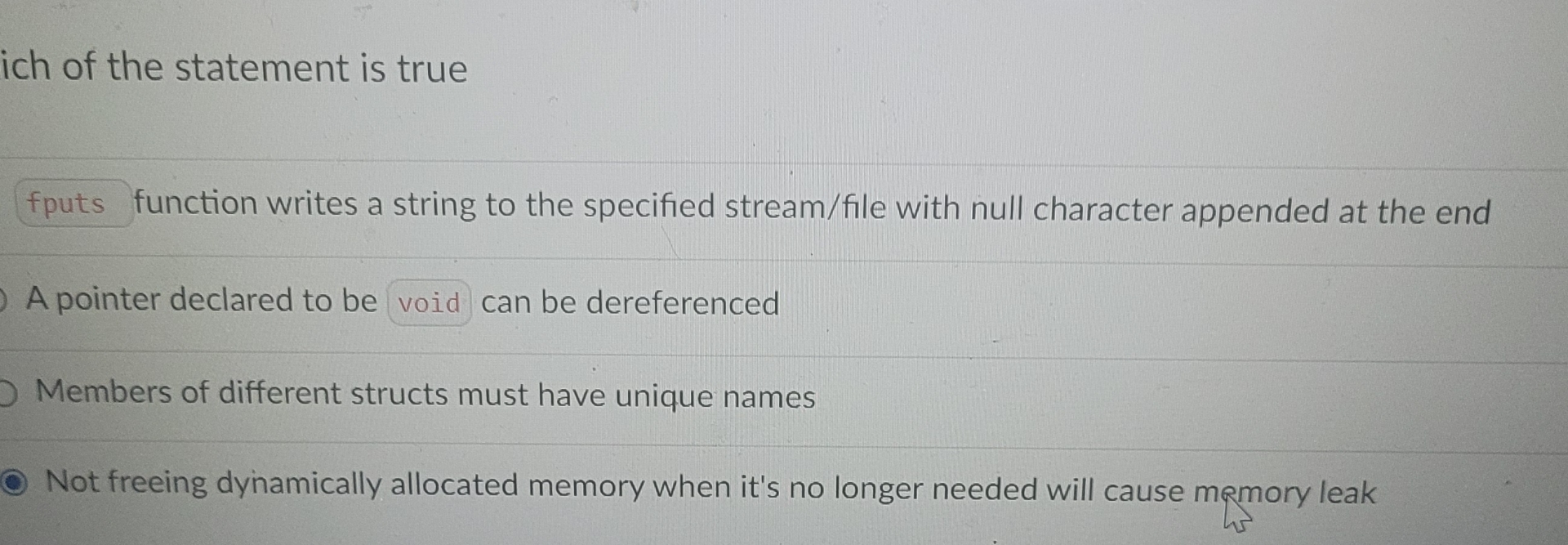 Solved Wich Of The Statement Is Truefunction Writes A String 2473