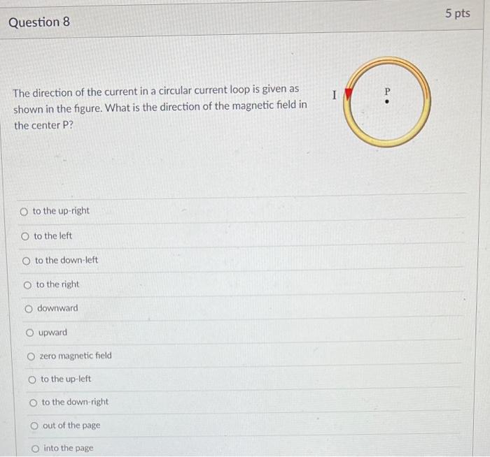 Solved The direction of the current in a circular current | Chegg.com