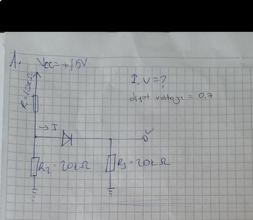 Solved Given Vcc is 5V,R1 ﻿is 10K ohm ,R2 ﻿and R3 ﻿is 20K | Chegg.com