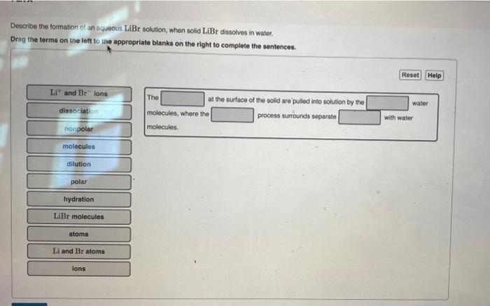 Solved Describe the formation of an aqueous LiBr solution, | Chegg.com