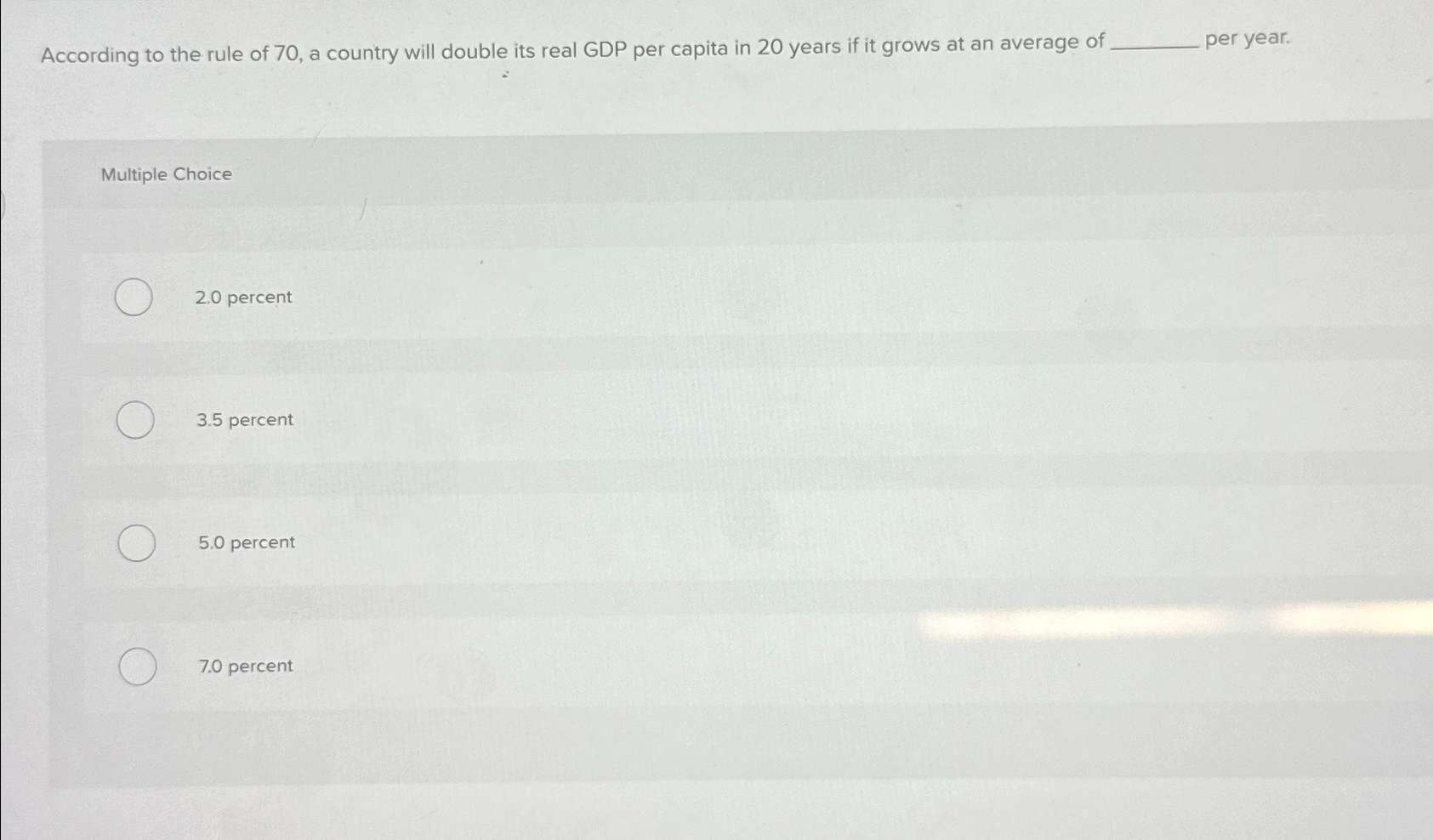Solved According to the rule of 70, ﻿a country will double | Chegg.com