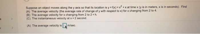 Solved Suppose An Object Moves Along The Y Axis So That Its