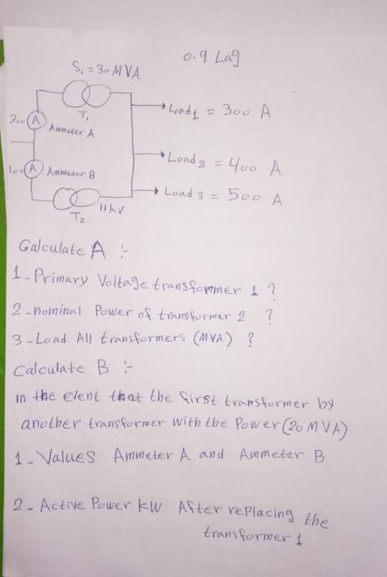 Solved Two three phase transformers operating in parallel to | Chegg.com
