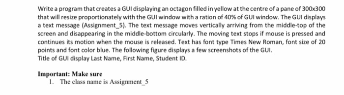 Write a program that creates a GUI displaying an | Chegg.com