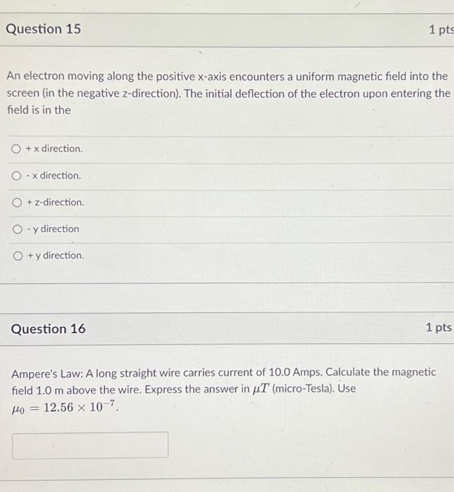 Solved An electron moving along the positive x-axis | Chegg.com