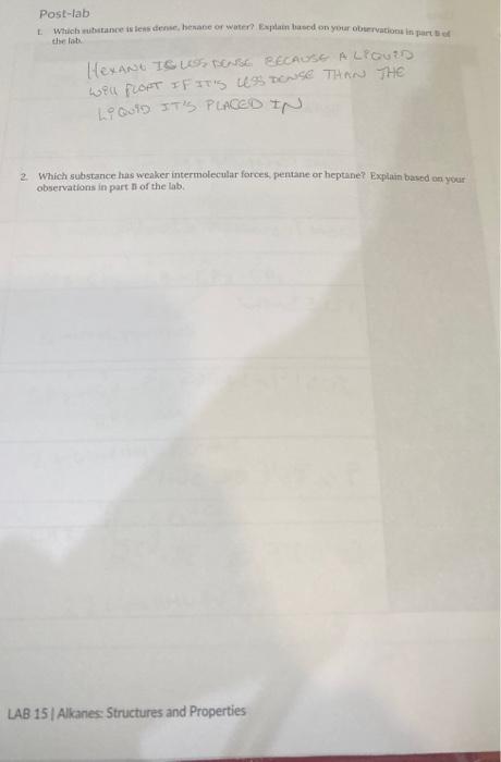Solved Data Alkanes: Structures and Properties / LAB | Chegg.com