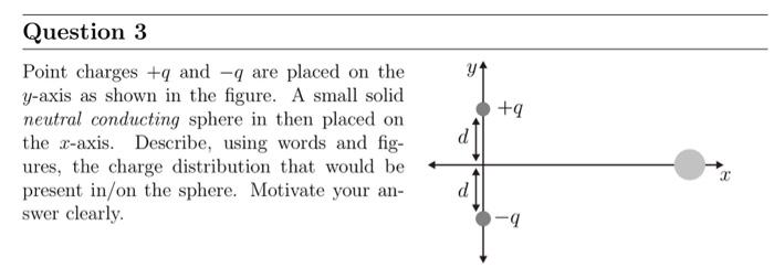 Question 3 Point charges +q and -q are placed on the | Chegg.com