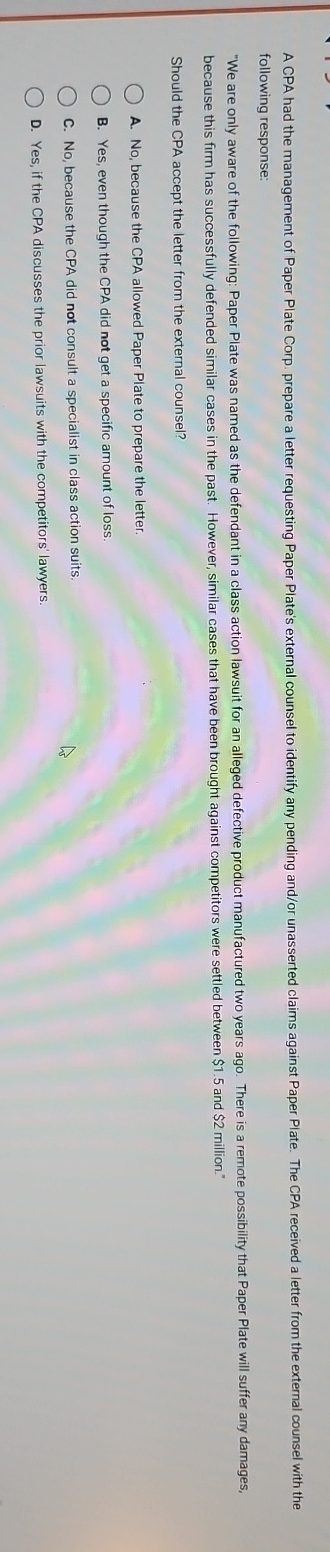 Solved following response: because this firm has | Chegg.com