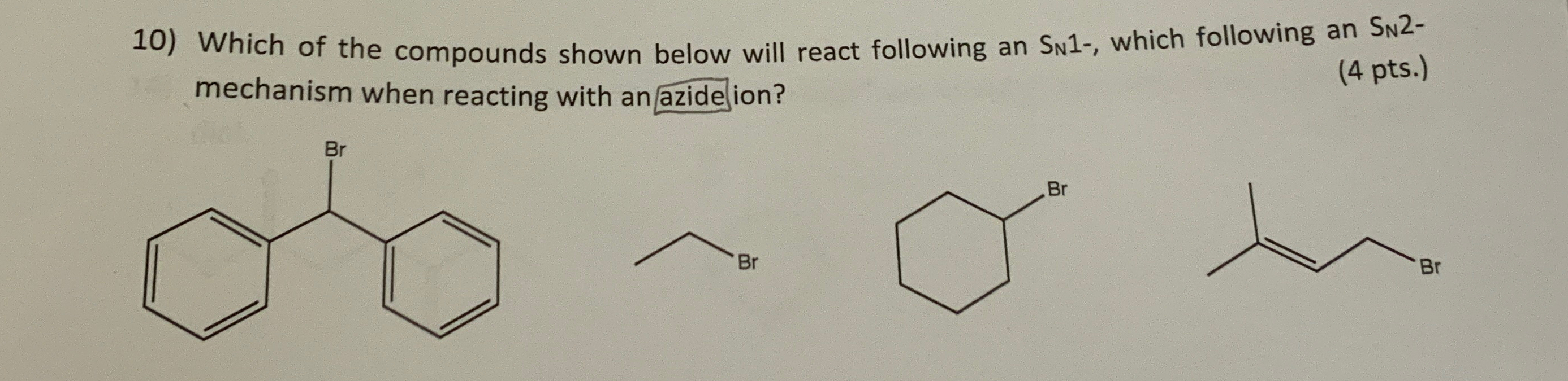 Solved Which of the compounds shown below will react | Chegg.com