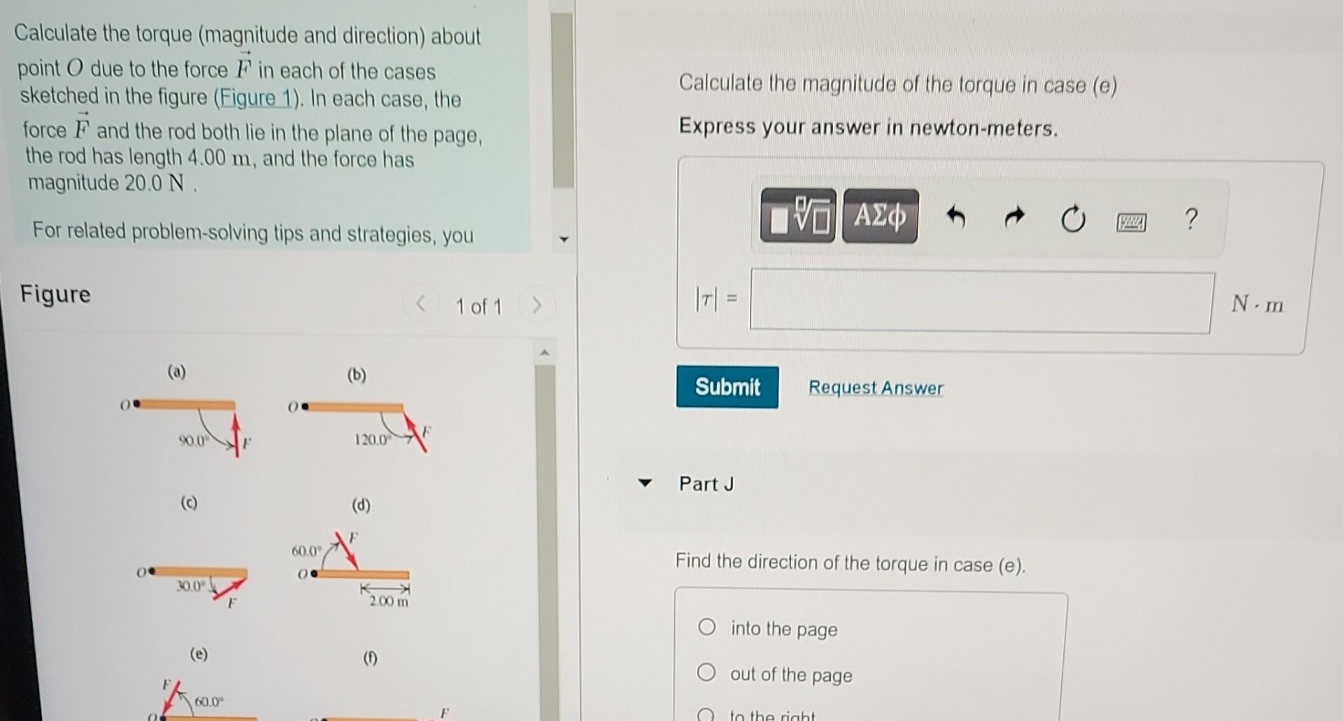 Solved alculate the torque (magnitude and direction) about | Chegg.com