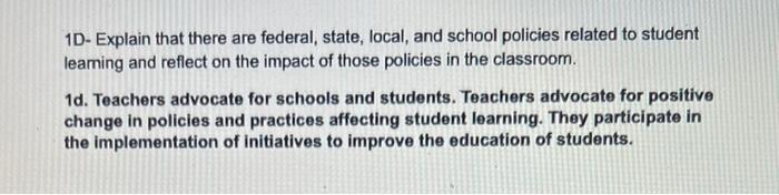 Solved 1D- Explain that there are federal, state, local, and | Chegg.com