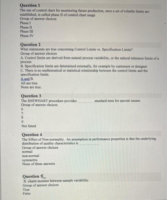 Solved Question 1 The use of control chart for monitoring | Chegg.com