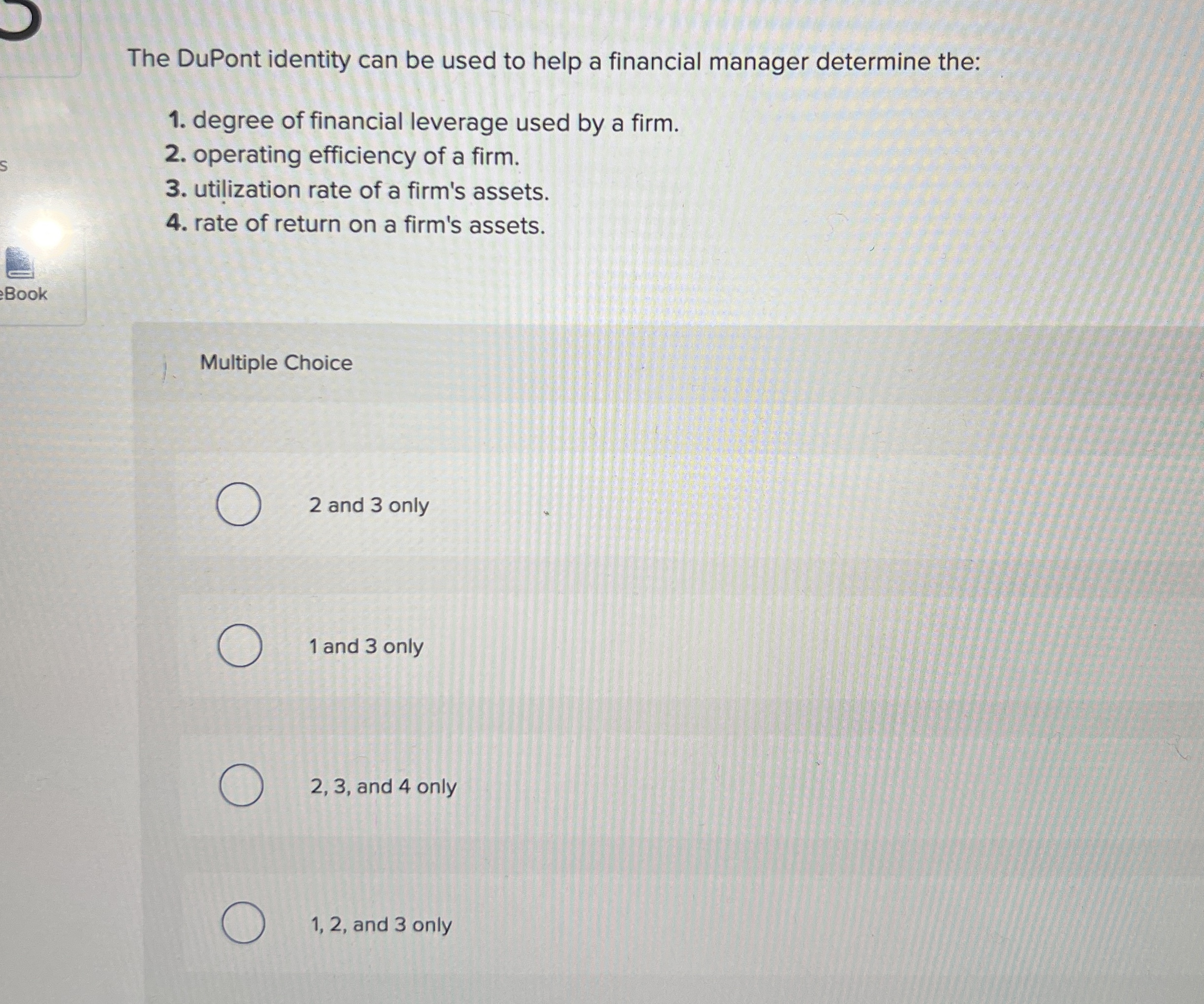 Solved The DuPont identity can be used to help a financial | Chegg.com