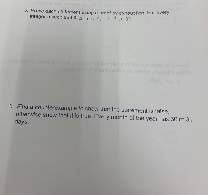 Solved 5. Prove each statement using a proof by exhaustion. | Chegg.com