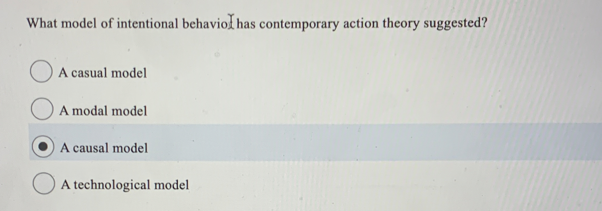 Solved What model of intentional behavio has contemporary | Chegg.com