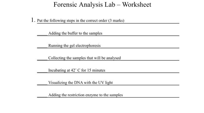 Solved Forensic Analysis Lab - Worksheet 1. Put the | Chegg.com
