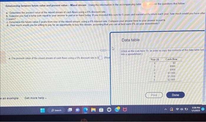 Relationship between future value and present value. | Chegg.com