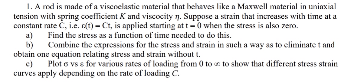 A rod is made of a viscoelastic material that behaves | Chegg.com