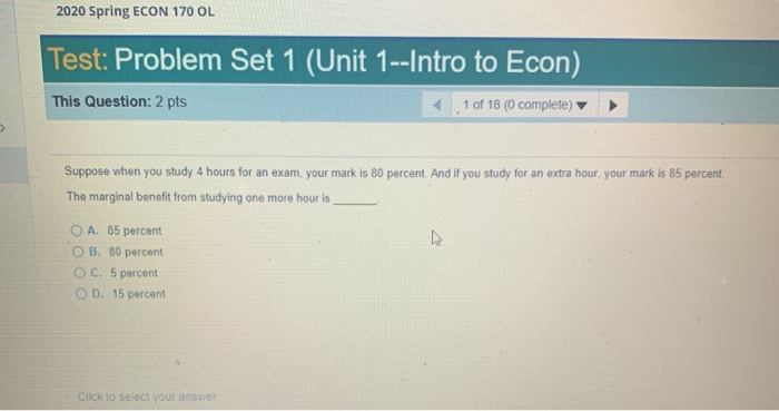 Solved 2020 Spring ECON 170 OL Test: Problem Set 1 (Unit | Chegg.com