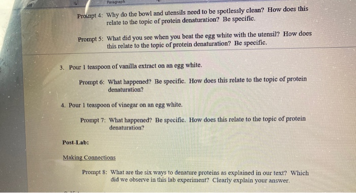 Solved Prompt 1: Explain what it means to "denature" a | Chegg.com