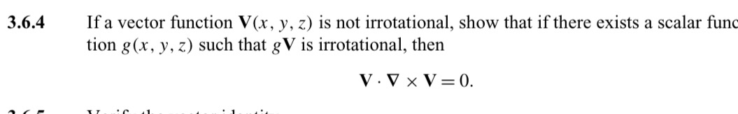 Solved 3.6.4 ﻿If a vector function V(x,y,z) ﻿is not | Chegg.com