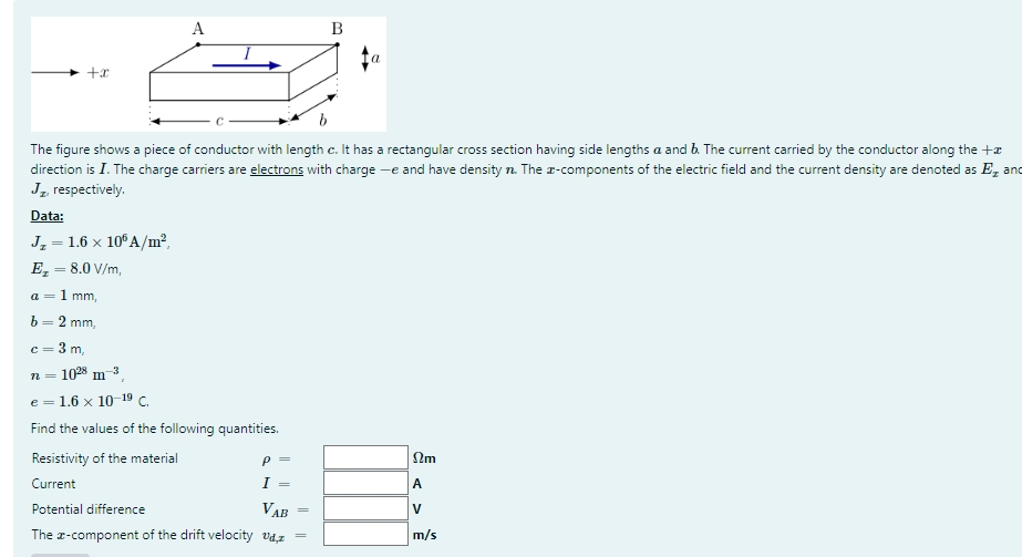 The figure shows a piece of conductor with length c. | Chegg.com