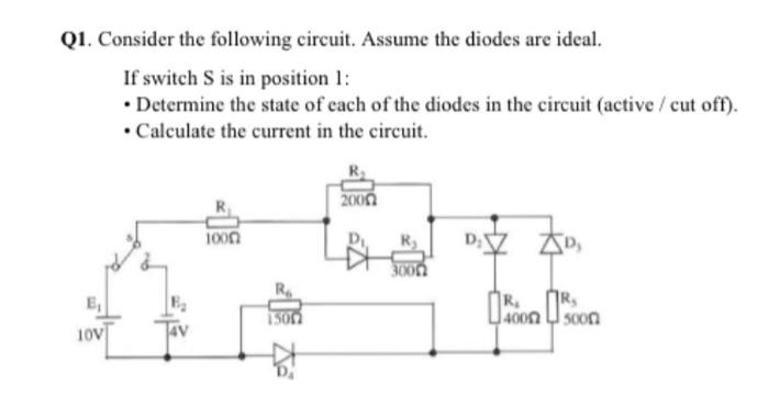 Solved Q1. Consider the following circuit. Assume the diodes | Chegg.com