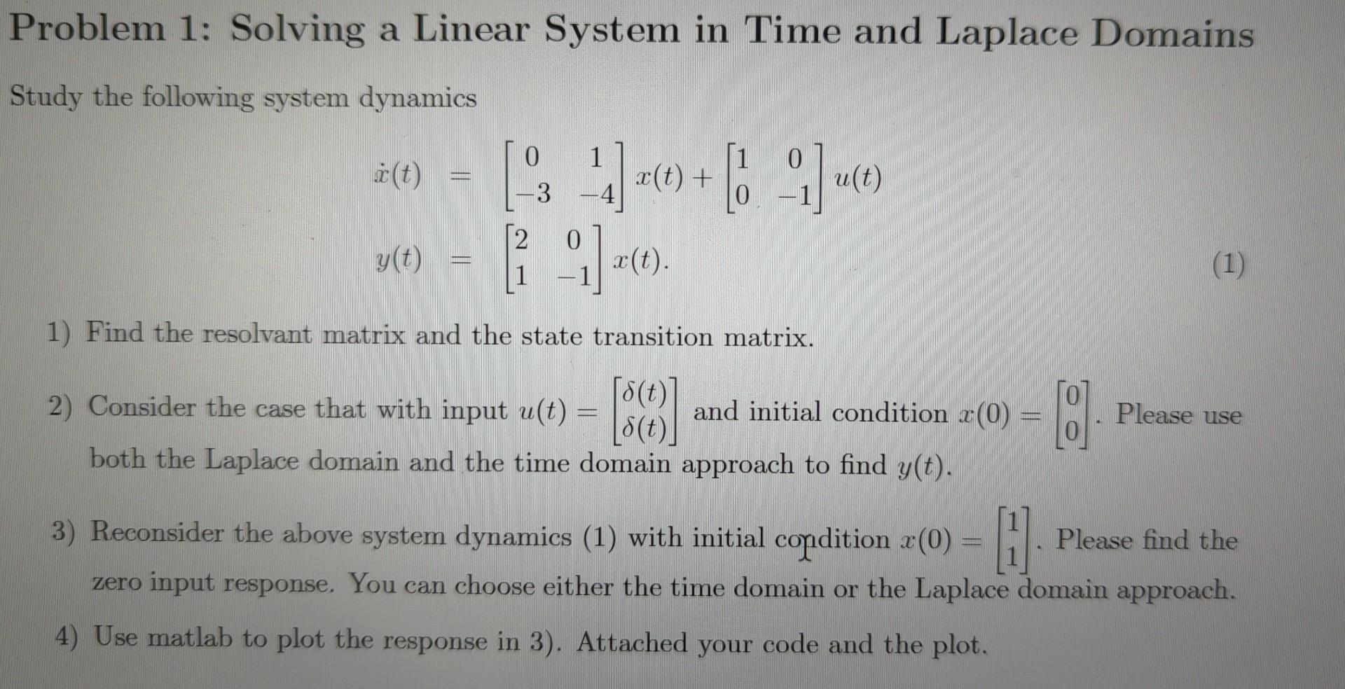 Solved Problem 1: Solving a Linear System in Time and | Chegg.com
