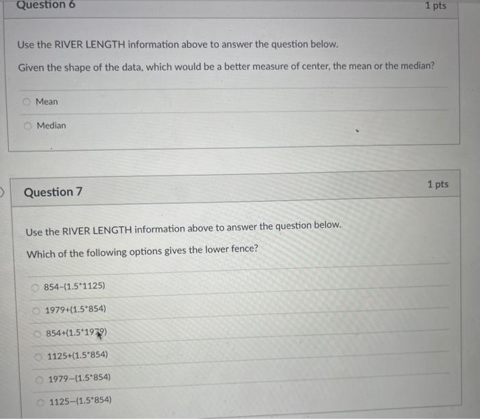 Solved Use the RIVER LENGTH information above to answer the | Chegg.com