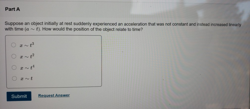 Solved Part A Suppose an object initially at rest suddenly | Chegg.com