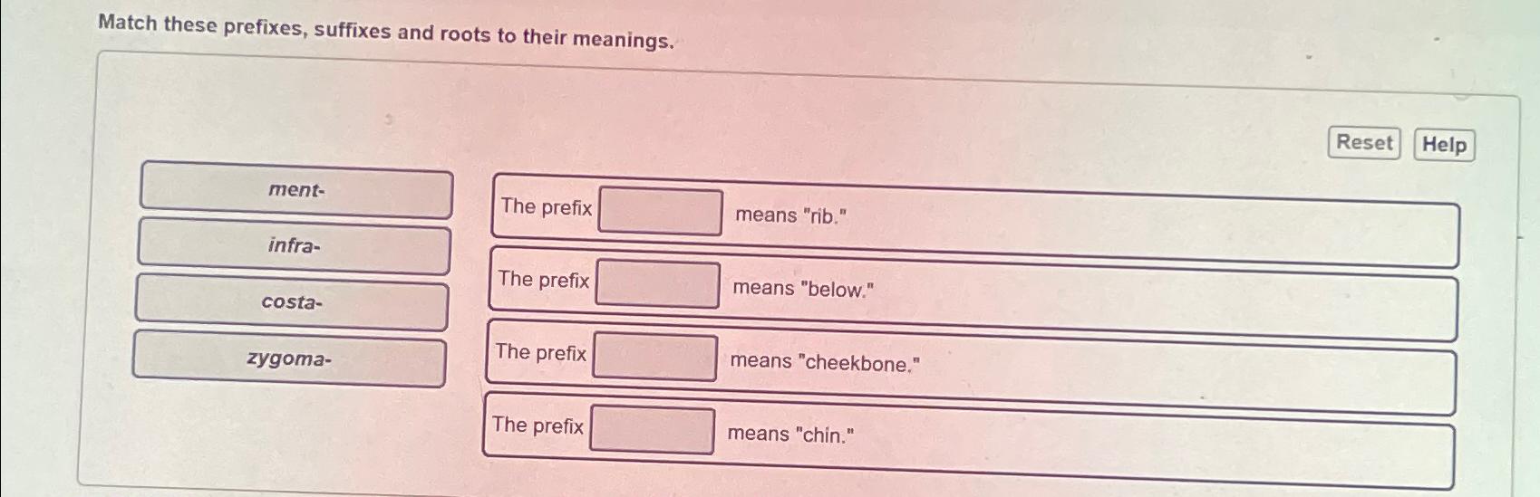 Solved Match these prefixes, suffixes and roots to their | Chegg.com
