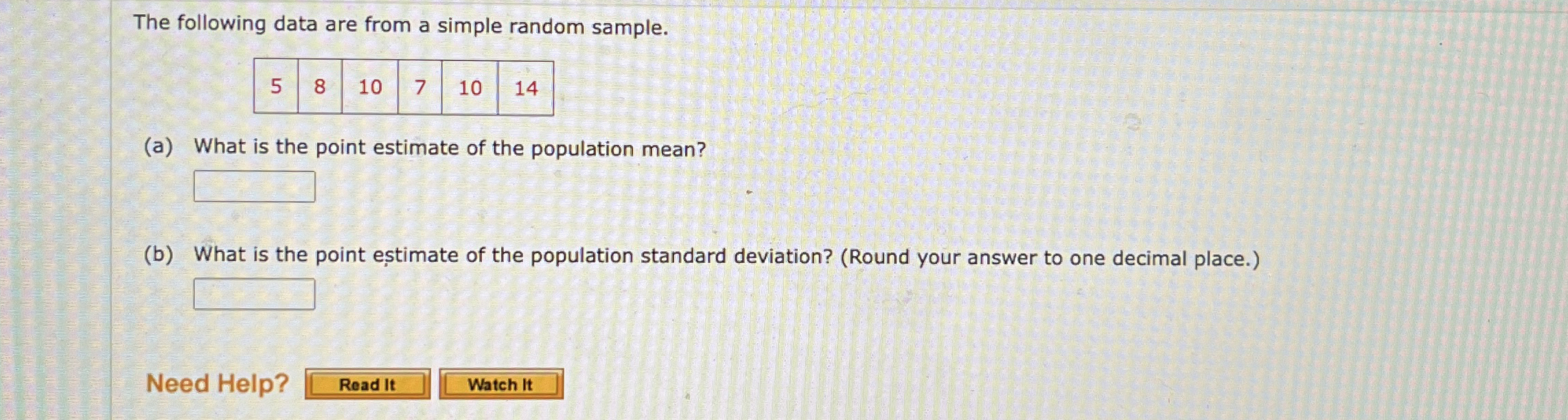 Solved The following data are from a simple random | Chegg.com
