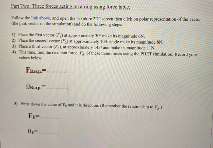 Part Two: Three forces acting on a ring using force | Chegg.com