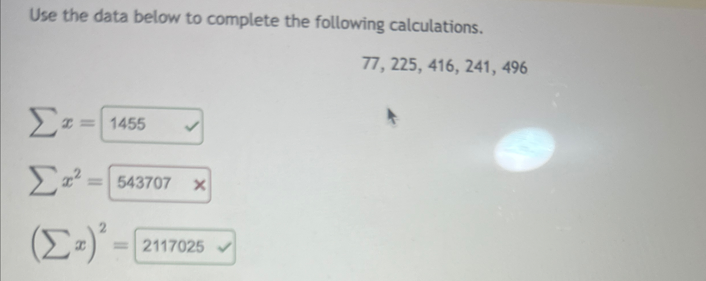 Solved Use the data below to complete the following | Chegg.com
