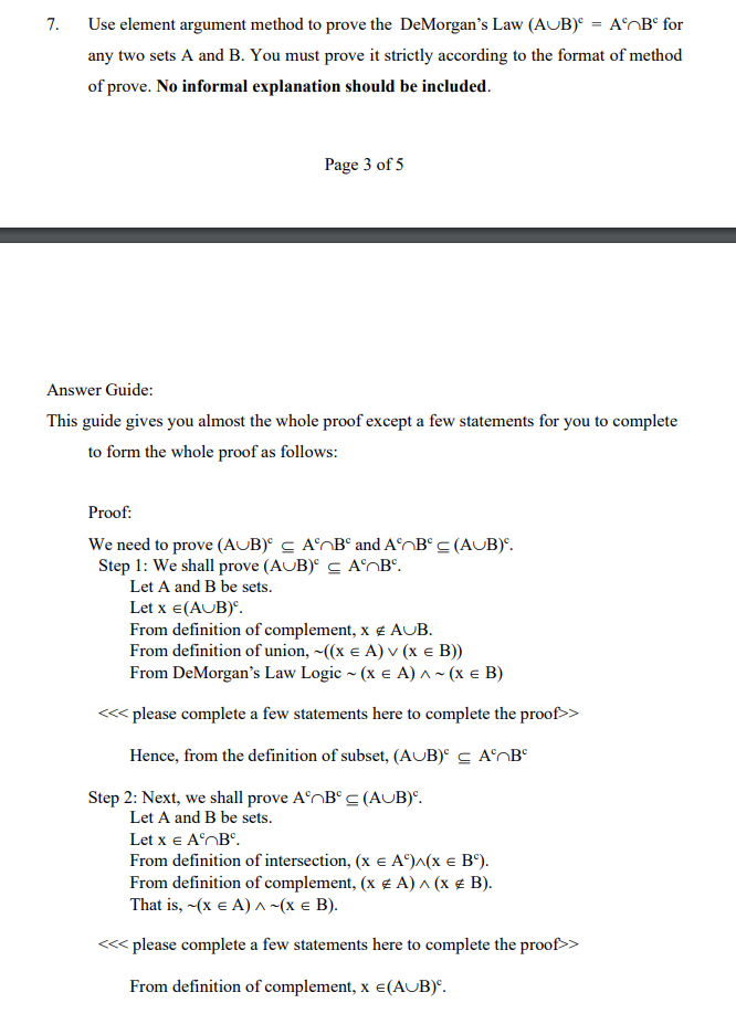Solved Use element argument method to ﻿prove the DeMorgan's | Chegg.com