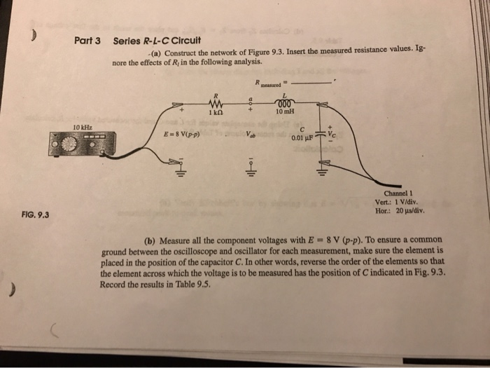 Solved Part 3 Series R-L-C Circuit -(a) Construct the | Chegg.com