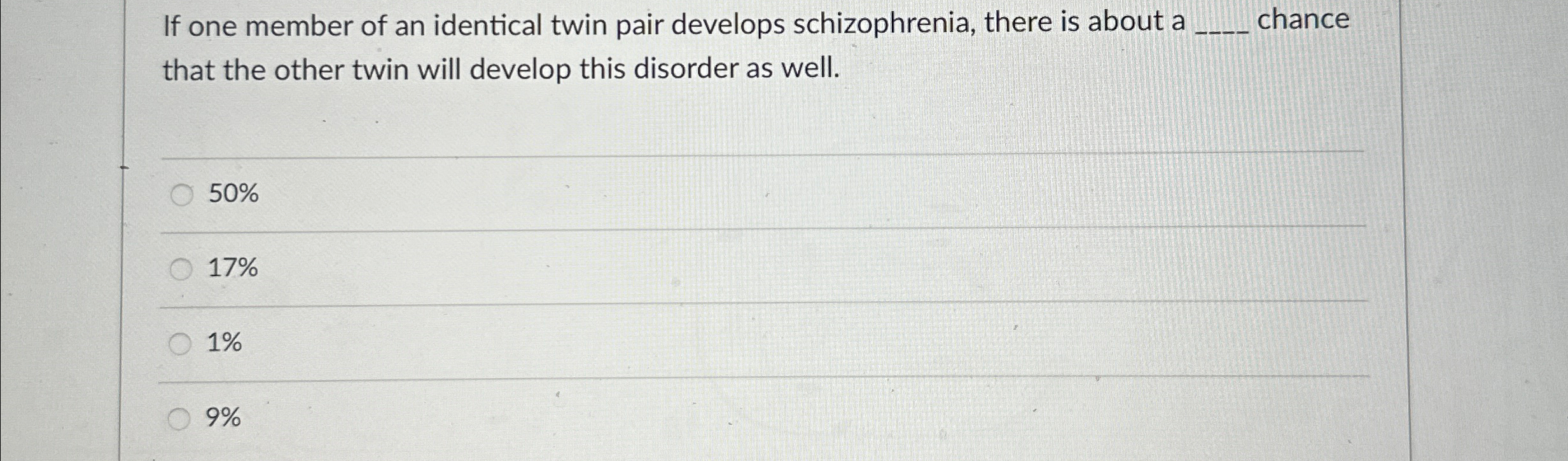 Solved If one member of an identical twin pair develops | Chegg.com