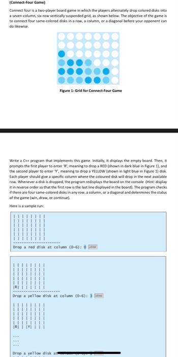 Solved Connect-Four Game) Connect four is a two-player board | Chegg.com