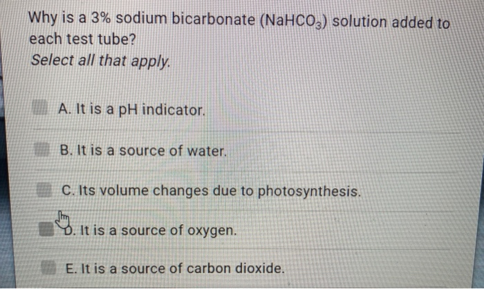 Solved Why is a 3% sodium bicarbonate (NaHCO3) solution | Chegg.com