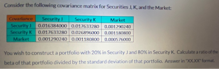 Solved Consider the following covariance matrix for | Chegg.com