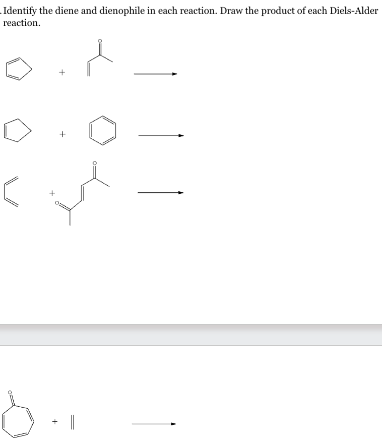 Solved Identify the diene and dienophile in each reaction. | Chegg.com