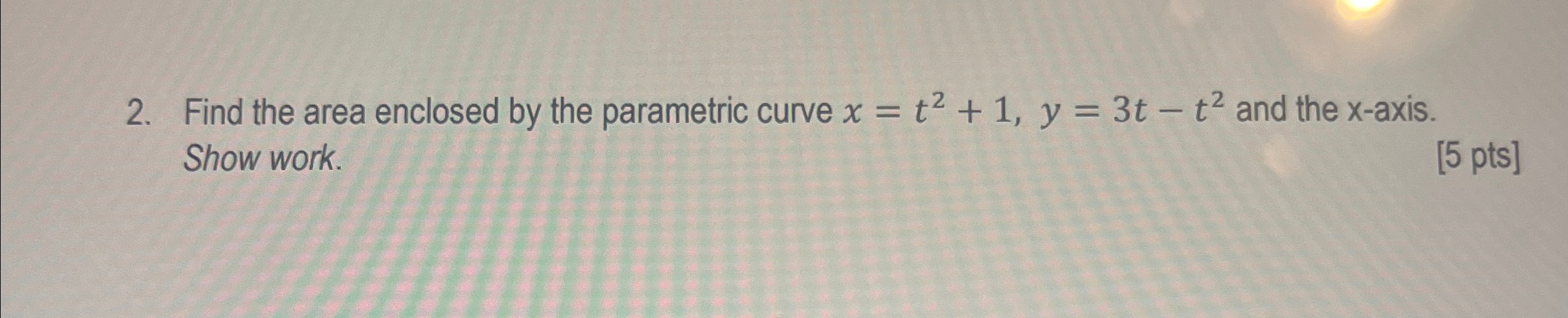 Solved Find the area enclosed by the parametric curve | Chegg.com